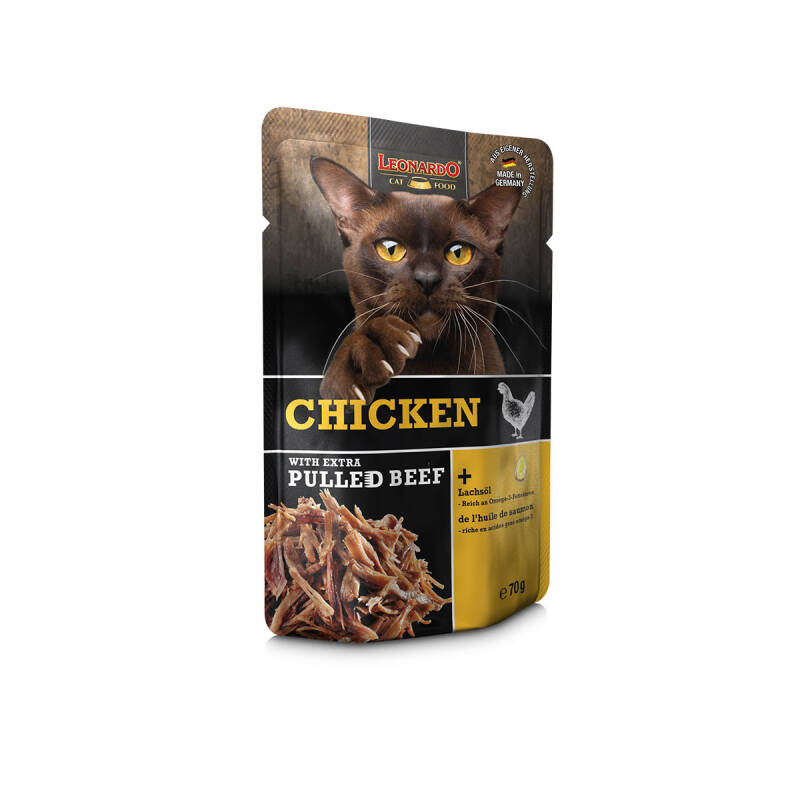 Leonardo Chicken + extra pulled Beef 16 x 70 g - Tierfutterkiste Heid